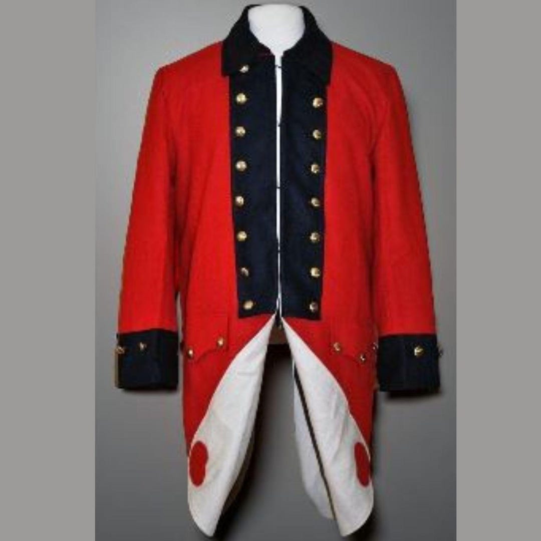 Men's British Red Coat Revolutionary War With Navy Blue Lapels Wool ...