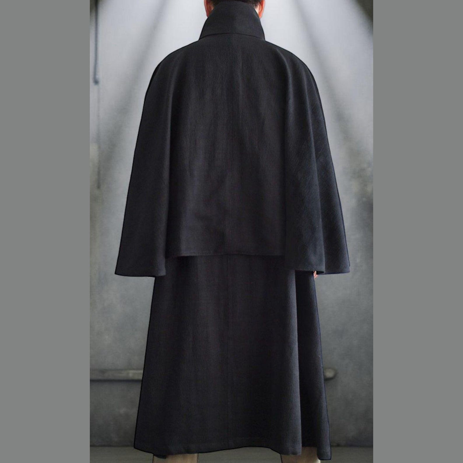 Men's Black Wool Inverness Cape Coat Silk Lining, Inverness Duster - Etsy