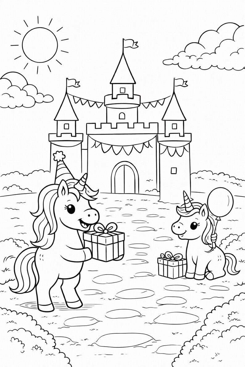 Bundle of Unicorn Birthday Coloring Pages: 7-page Printable Party Pack ...