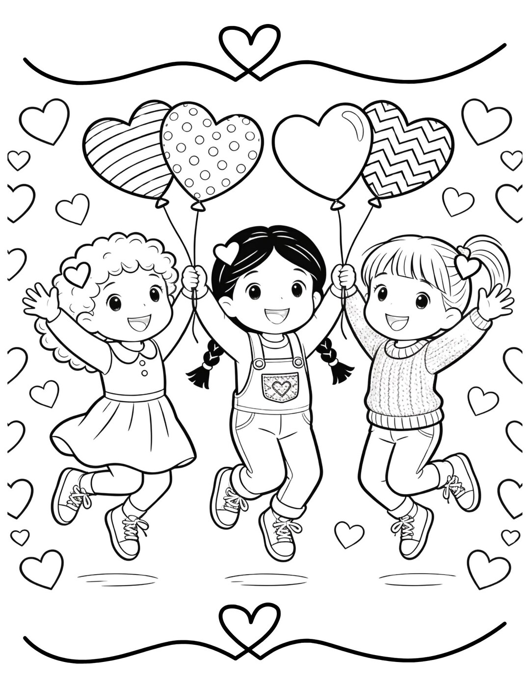 Printable Kids Valentine's Day Coloring Pages for School or Party - Etsy