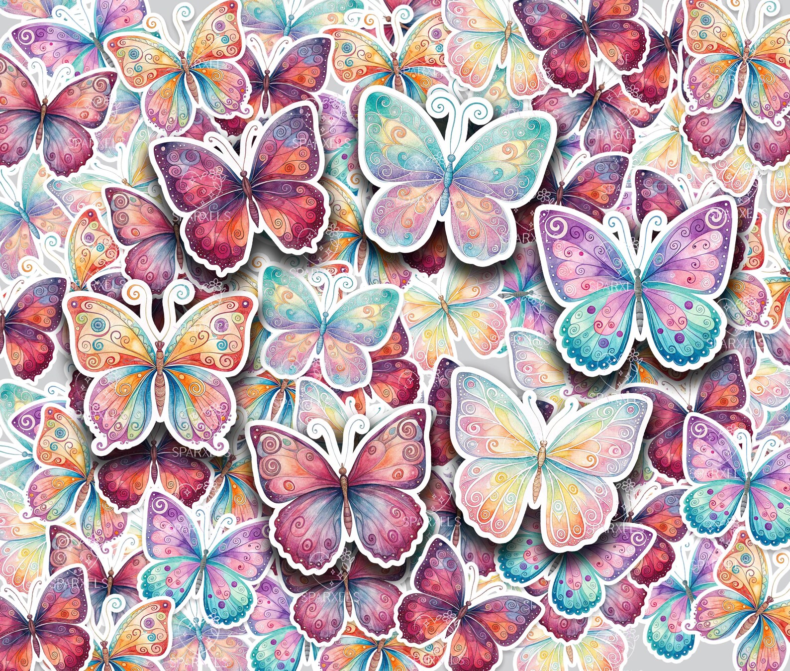 Die-cut Sticker Mockup - Pile of Stickers - Small and Large Stickers ...
