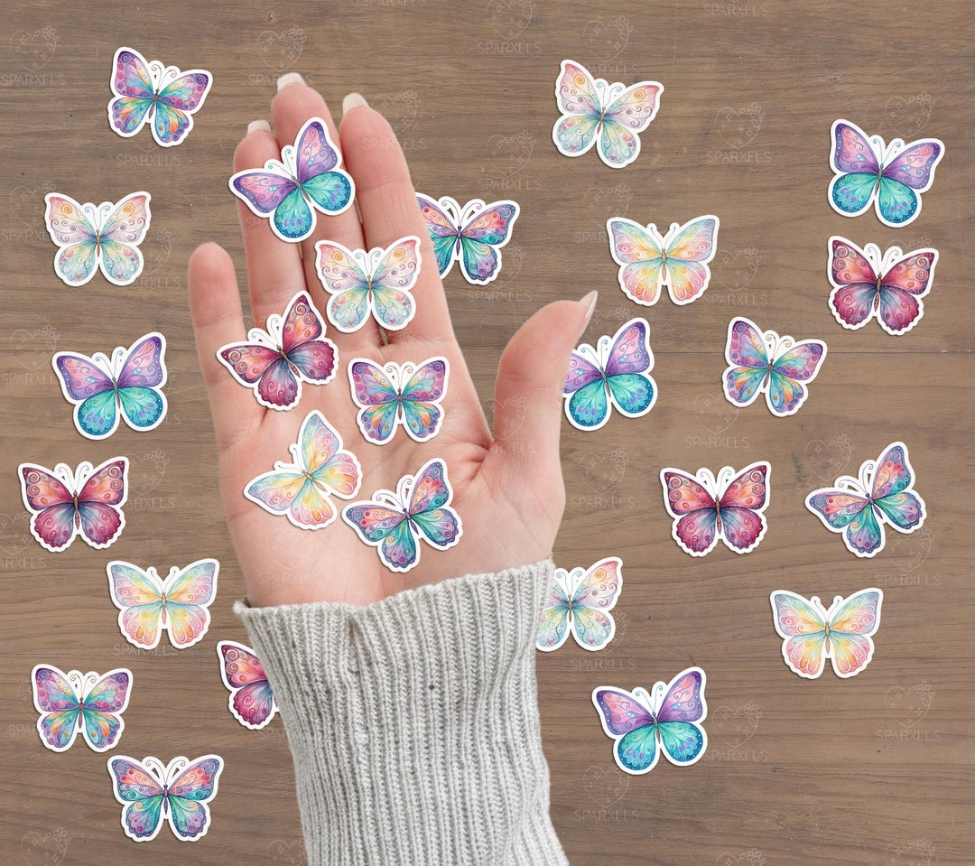 Die-cut Sticker Mockup - Pile of Stickers - Small and Large Stickers ...