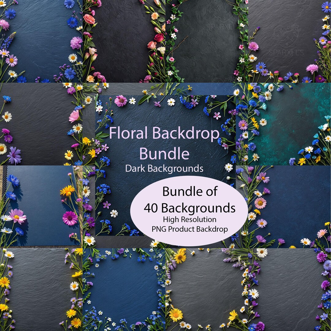 Product Backdrops, Flat Lay Backgrounds - Floral - Digital Background ...