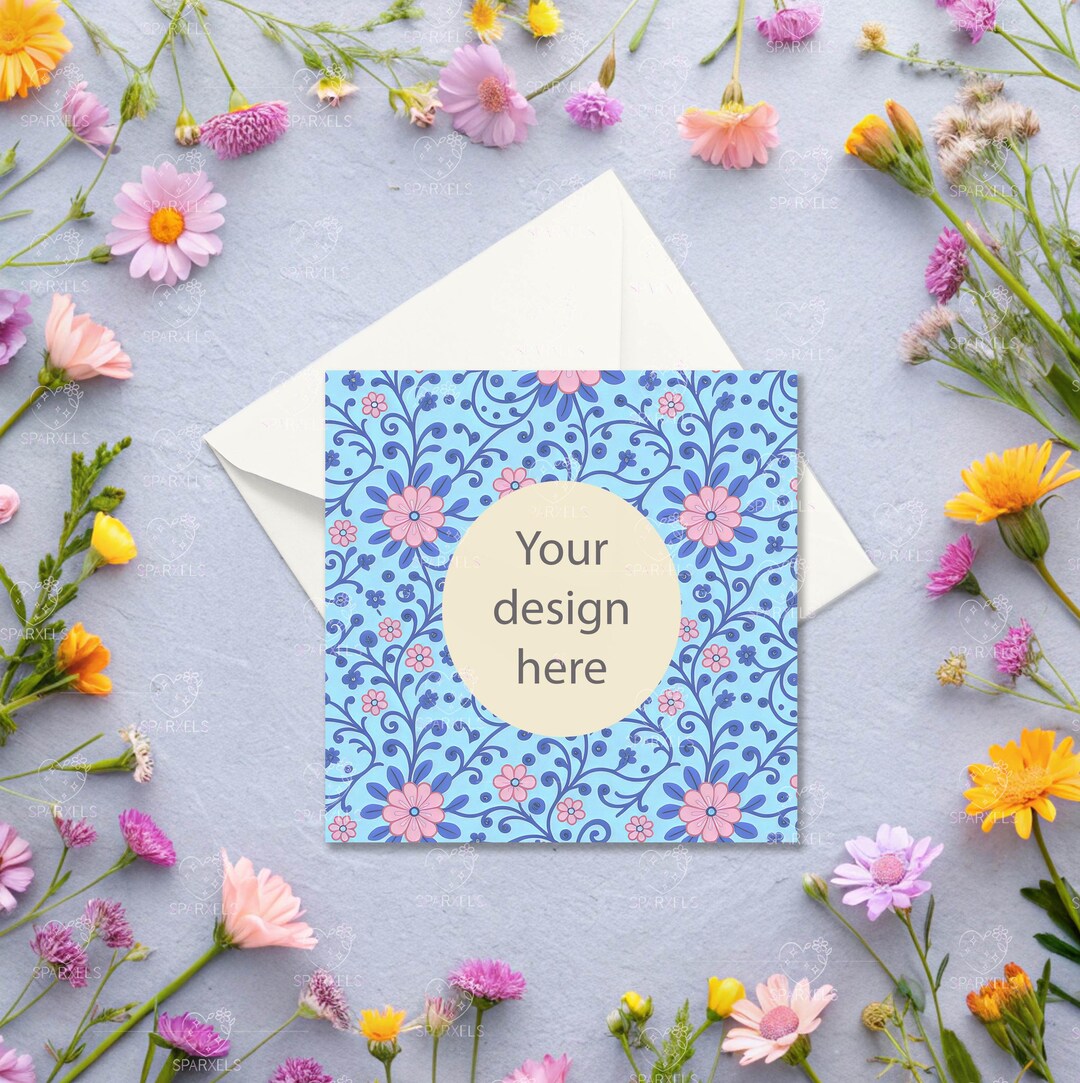 Square Greeting Card Mockups, Smart Object Mockup Bundle, Beautiful ...