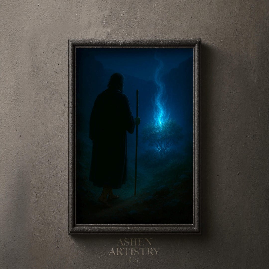 Moses and the Burning Bush Print | Moody Christian Wall Art | Bible ...