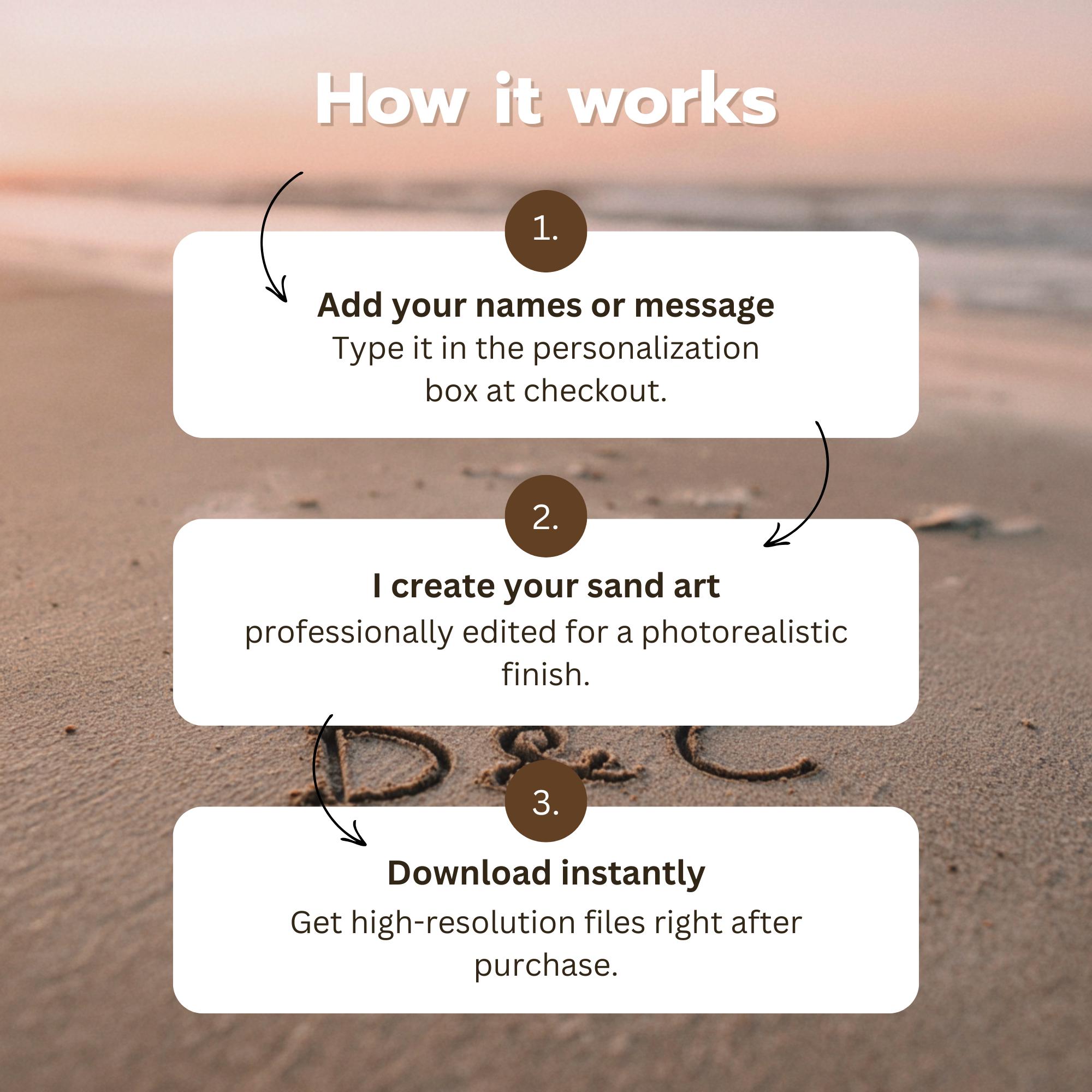 Personalized Two Names in Sand Print: Beach Engagement Sandwriting ...