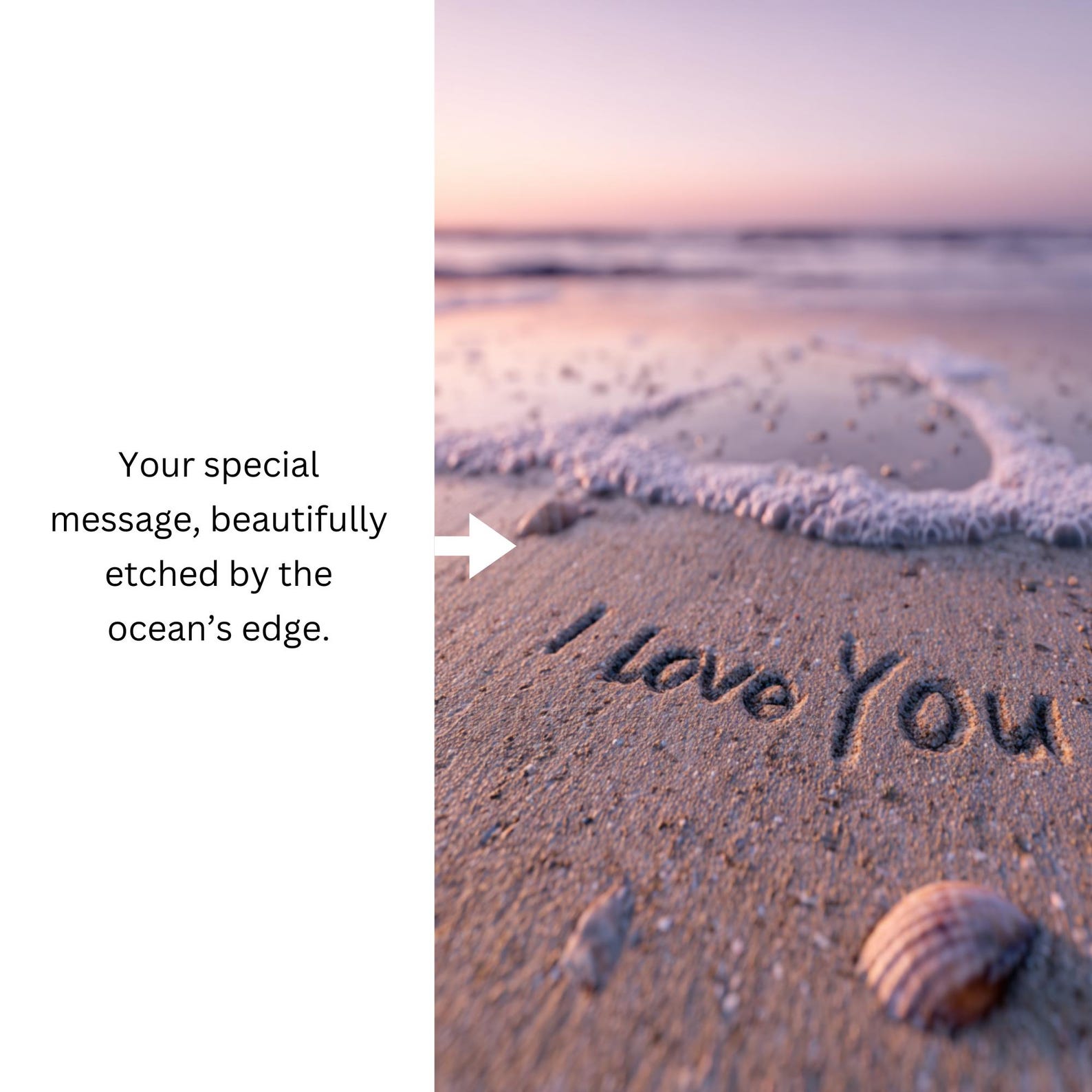 Personalized Beach Sand Art: Romantic I Love You Message in Sand ...