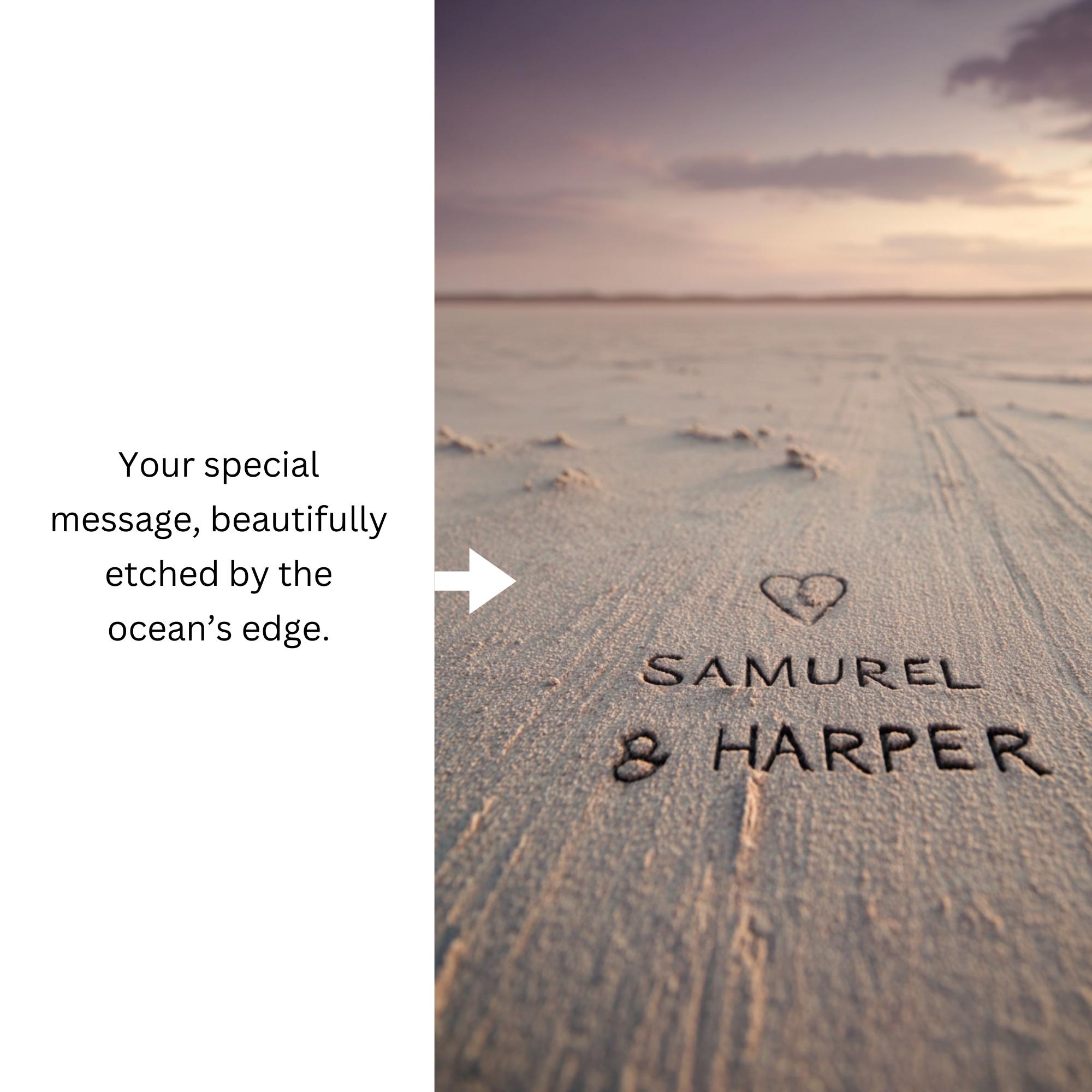 Personalized Two Names in Sand Print: Beach Engagement Sandwriting ...