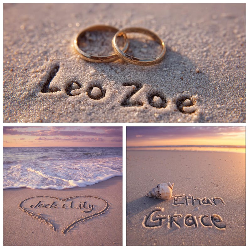 Personalized Two Names in Sand Print: Beach Engagement Sandwriting ...