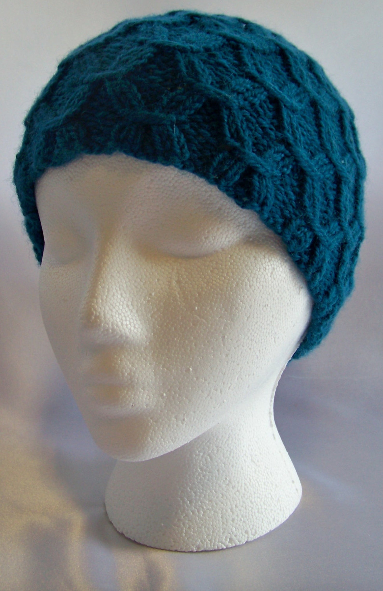Teal Blue Hat Winter Hat Pattern Hat Geometry Weave Beanie - Etsy Hong Kong