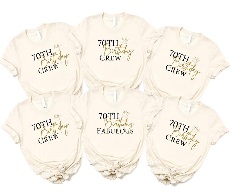 70th Birthday Party Shirts, 70th Birthday Crew Tee _B25 - Etsy