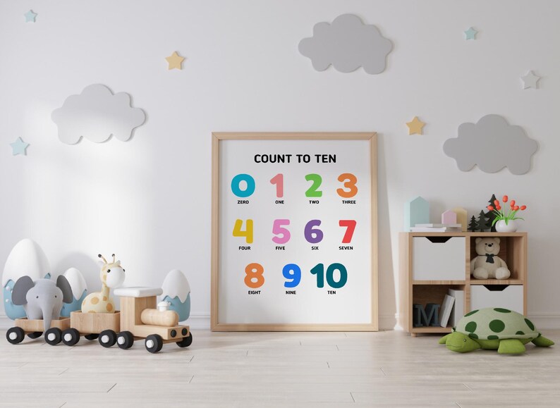 Count to 10, Numbers Chart Printable, Rainbow Numbers, Montessori ...