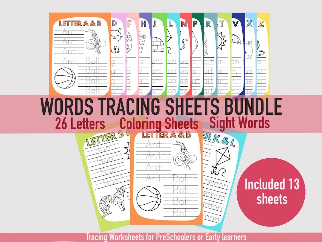 Kindergarten Words Tracing Worksheets | Printable Preschool ...