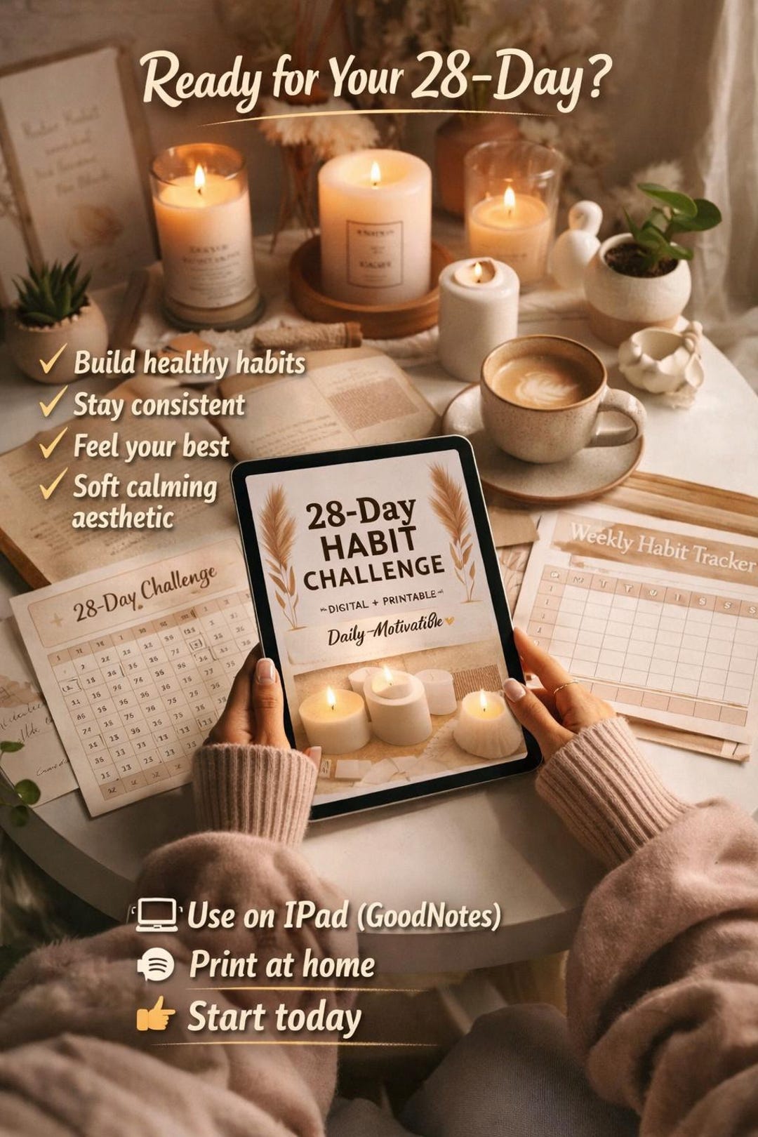 28-day Habit Challenge Printable | Wellness Planner Bundle | 70 ...