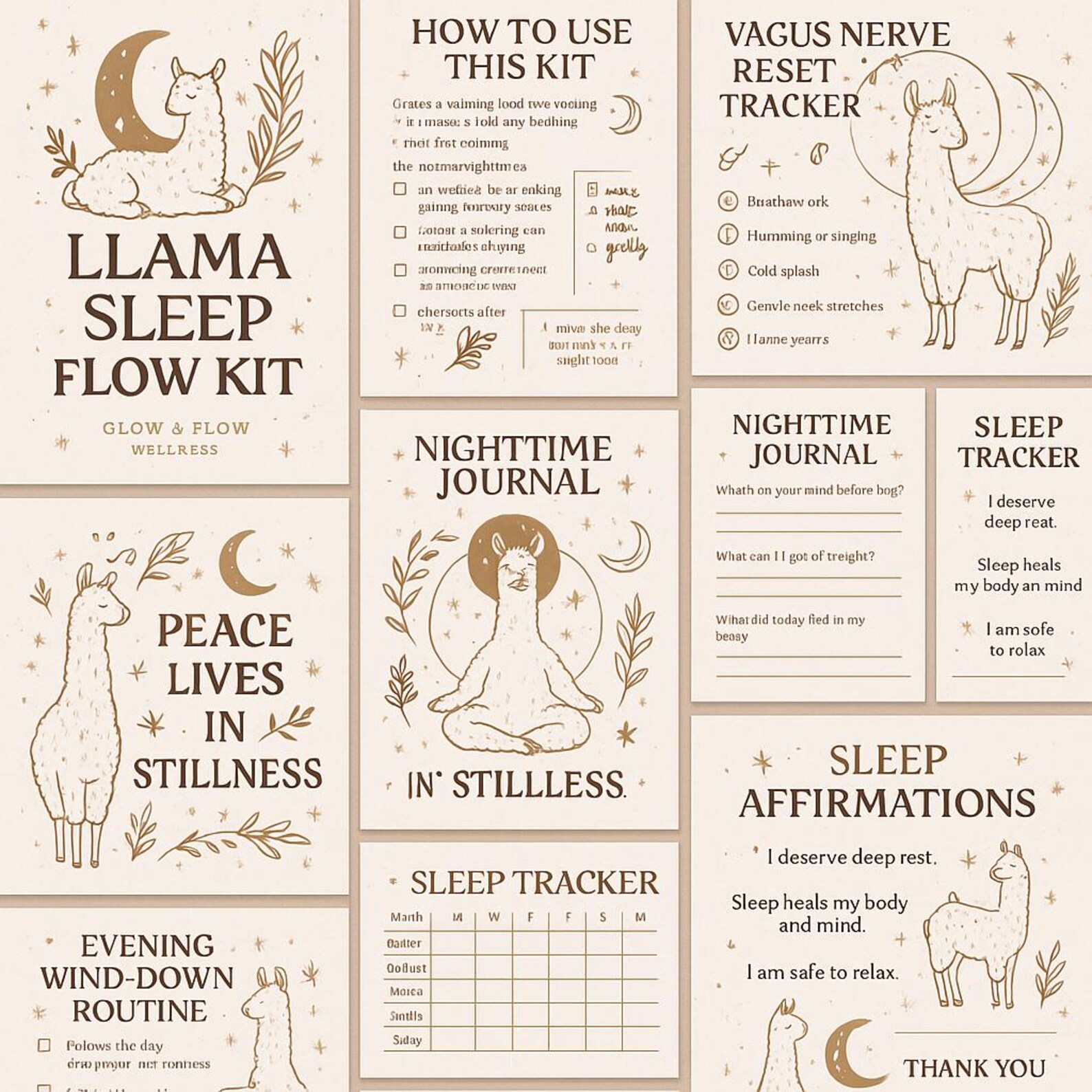 Llama Sleep Flow Kit | Boho Printable Sleep & Nervous System Reset ...