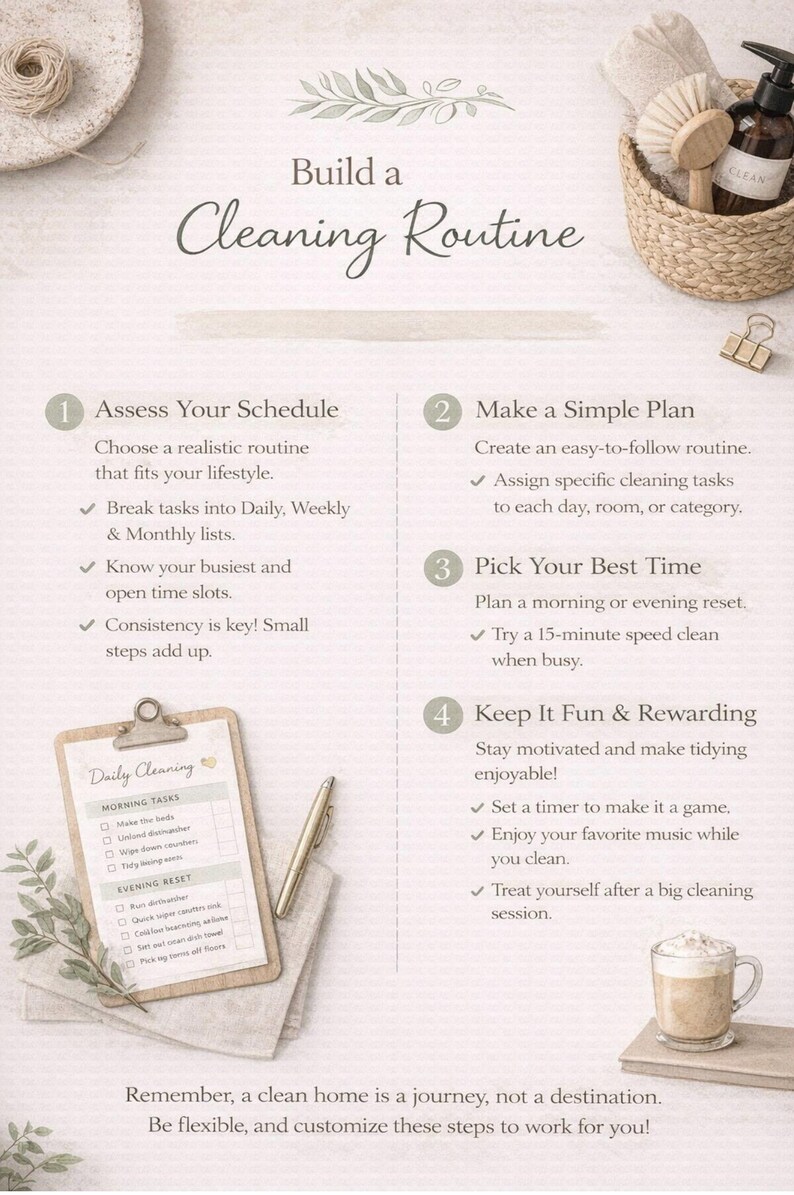 Family Cleaning Printable & Digital Cleaning Planner | Chore Charts for ...