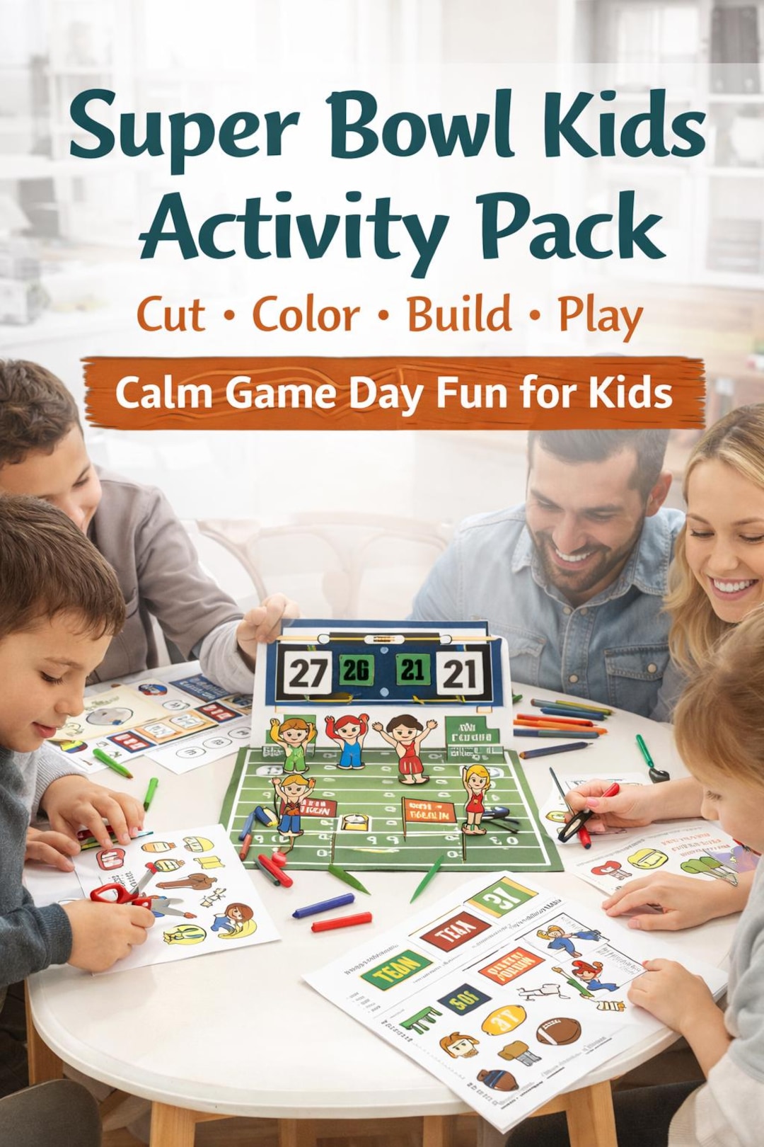 Super Bowl Kids Activity Pack | Cut, Paste & Color (PDF Download) - Etsy