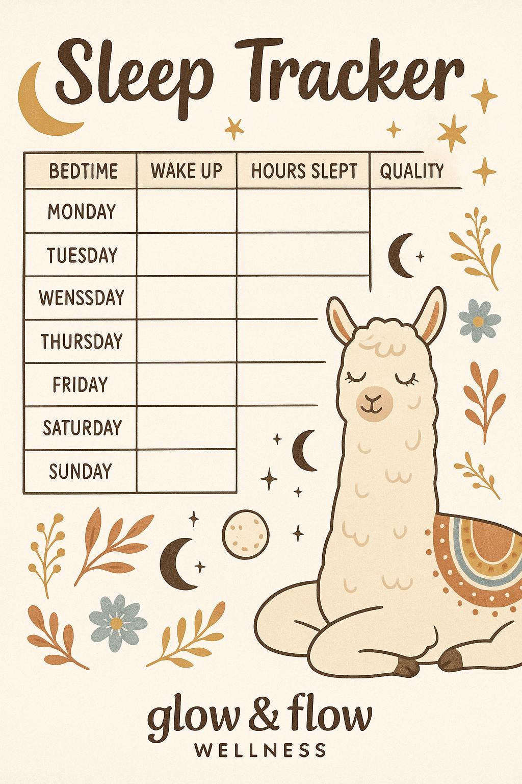 Llama Sleep Flow Kit | Boho Printable Sleep & Nervous System Reset ...