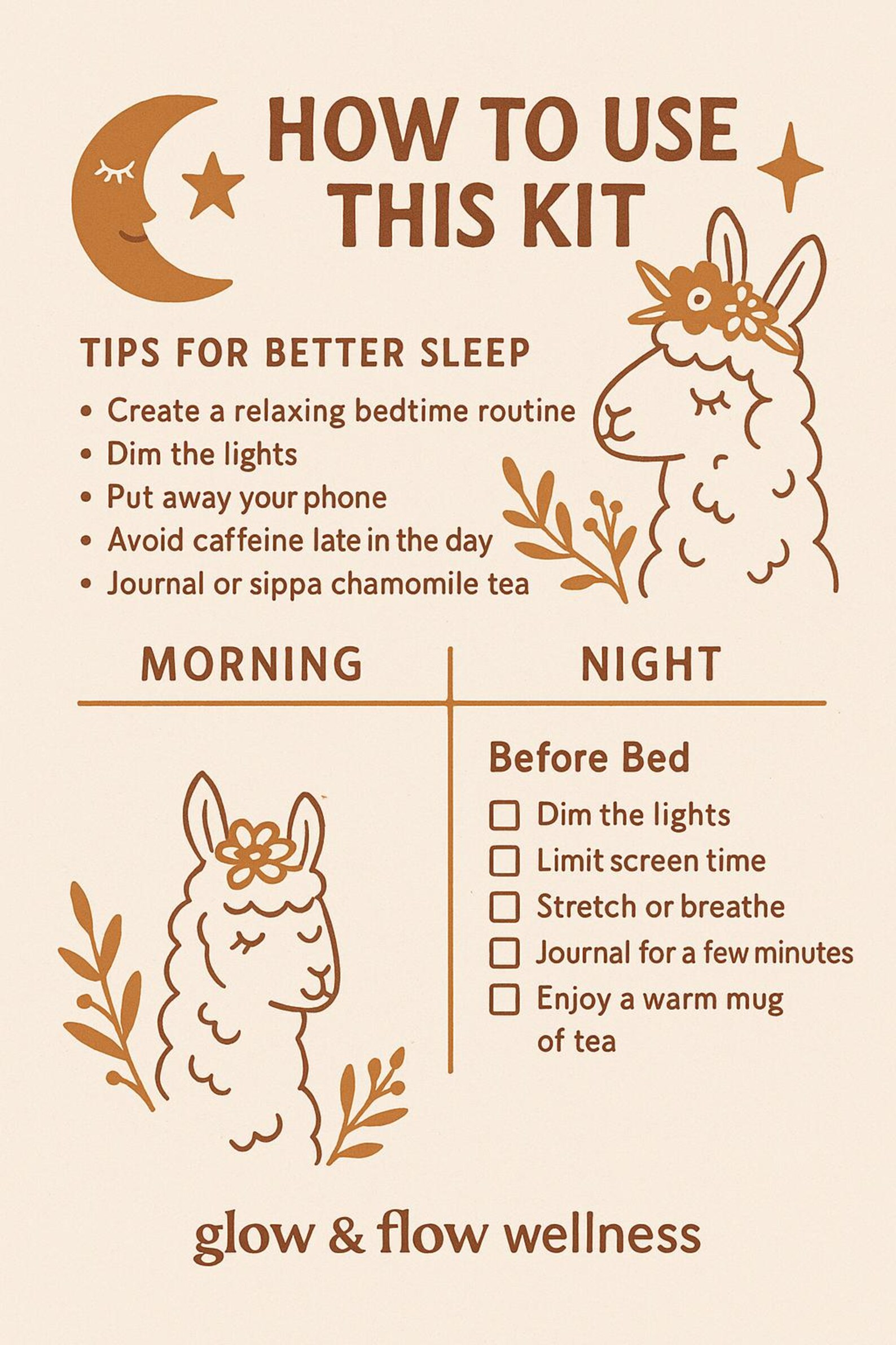 Llama Sleep Flow Kit | Boho Printable Sleep & Nervous System Reset ...