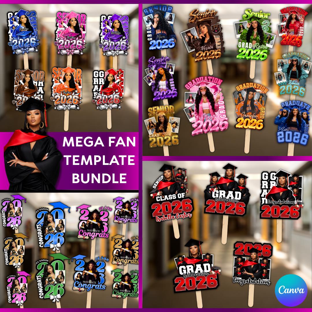 33 Graduation Fan Template Mega Bundle, Custom Graduation Paddle Fan ...