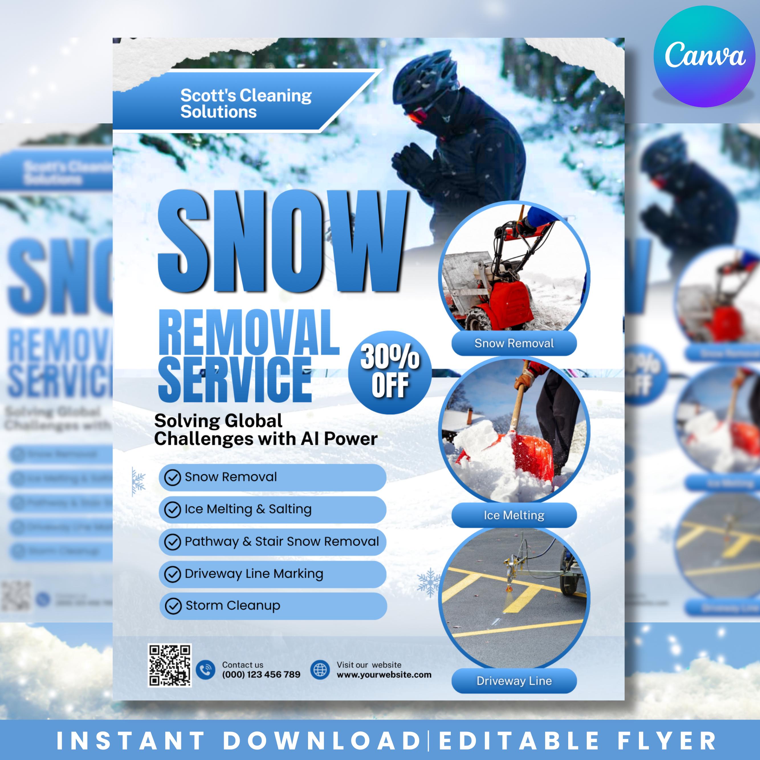 Snow Removal Services Flyer, Snow Shoveling Service Ad, Ice Removal ...