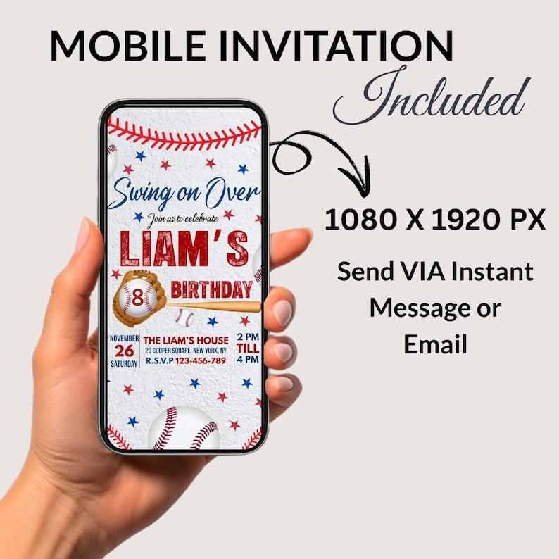 Baseball Birthday Party Invitation, Baseball Birthday Invite, Sport ...