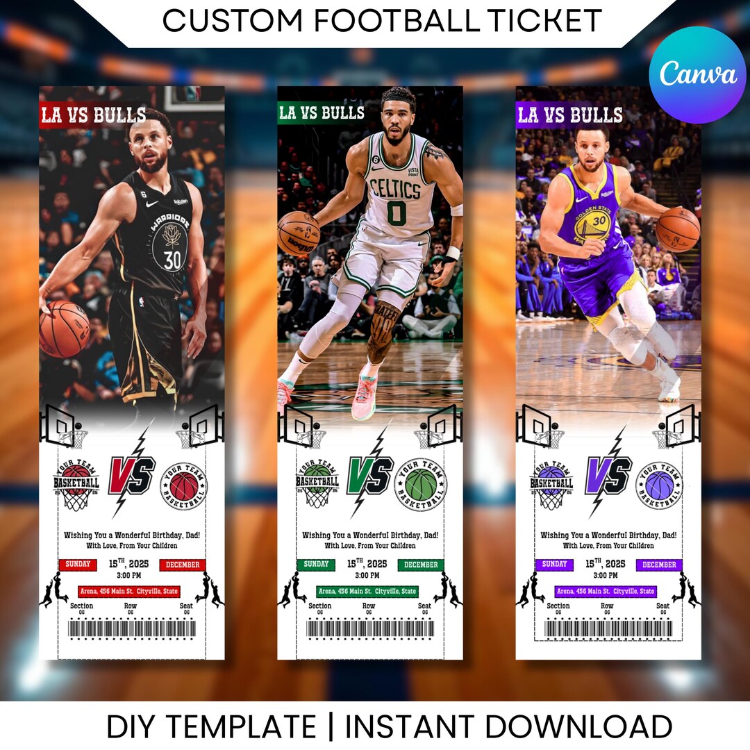 Editable Baseball Ticket Template, Custom Basketball Tickets, Printable ...