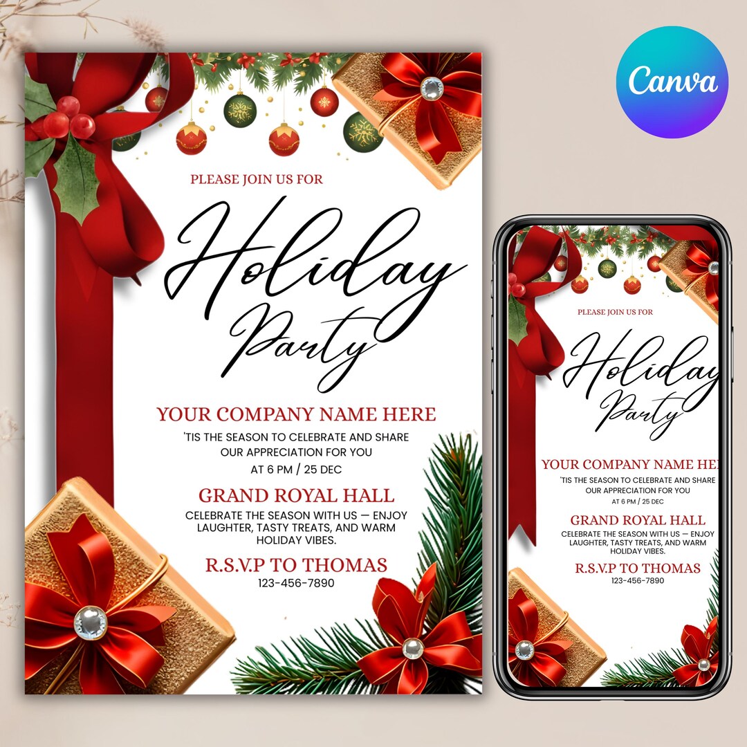 Work Holiday Party Invitation, Digital Client Appreciation Invite ...