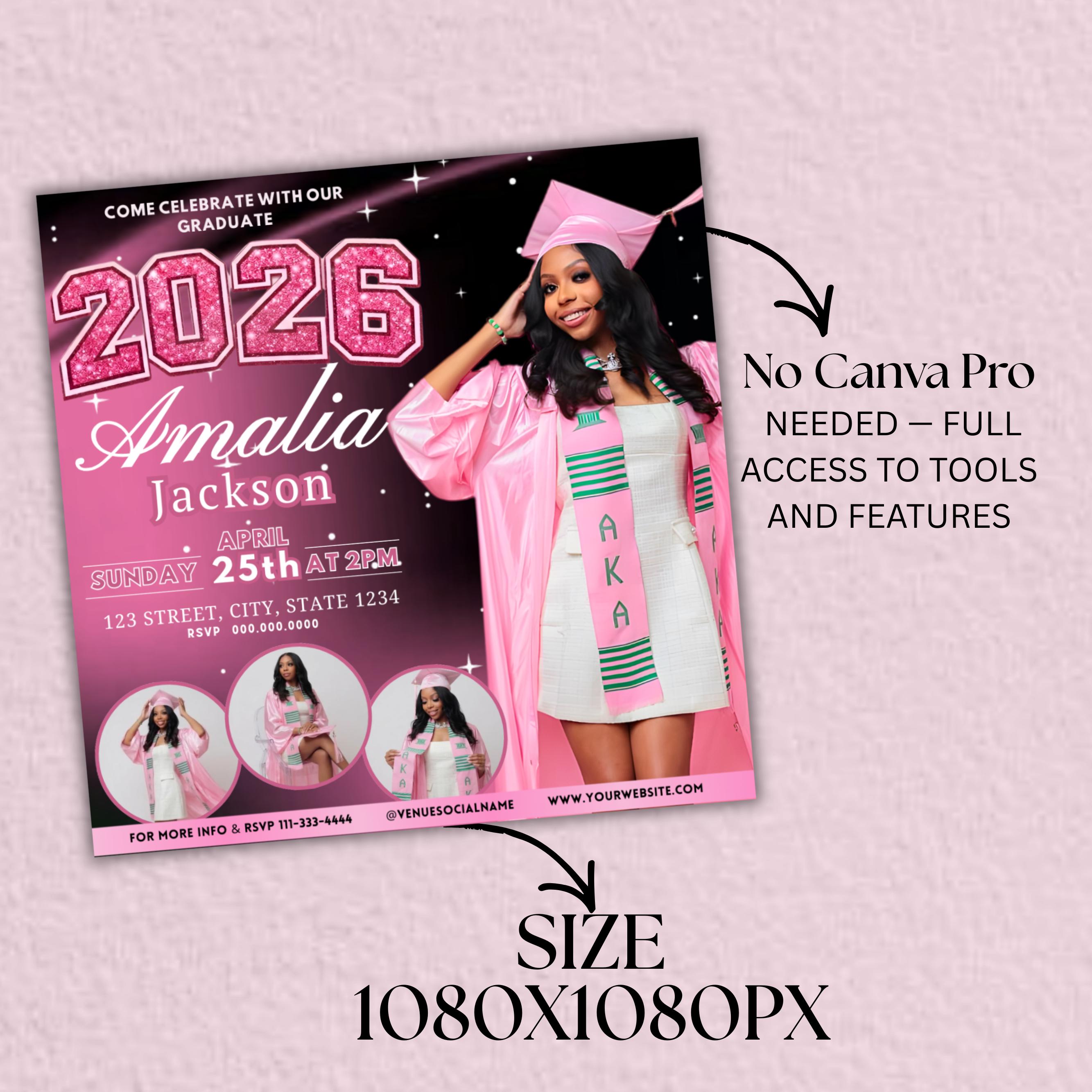 Editable Graduation Invitation Flyer, Graduate Flyer, Class of 2026 ...