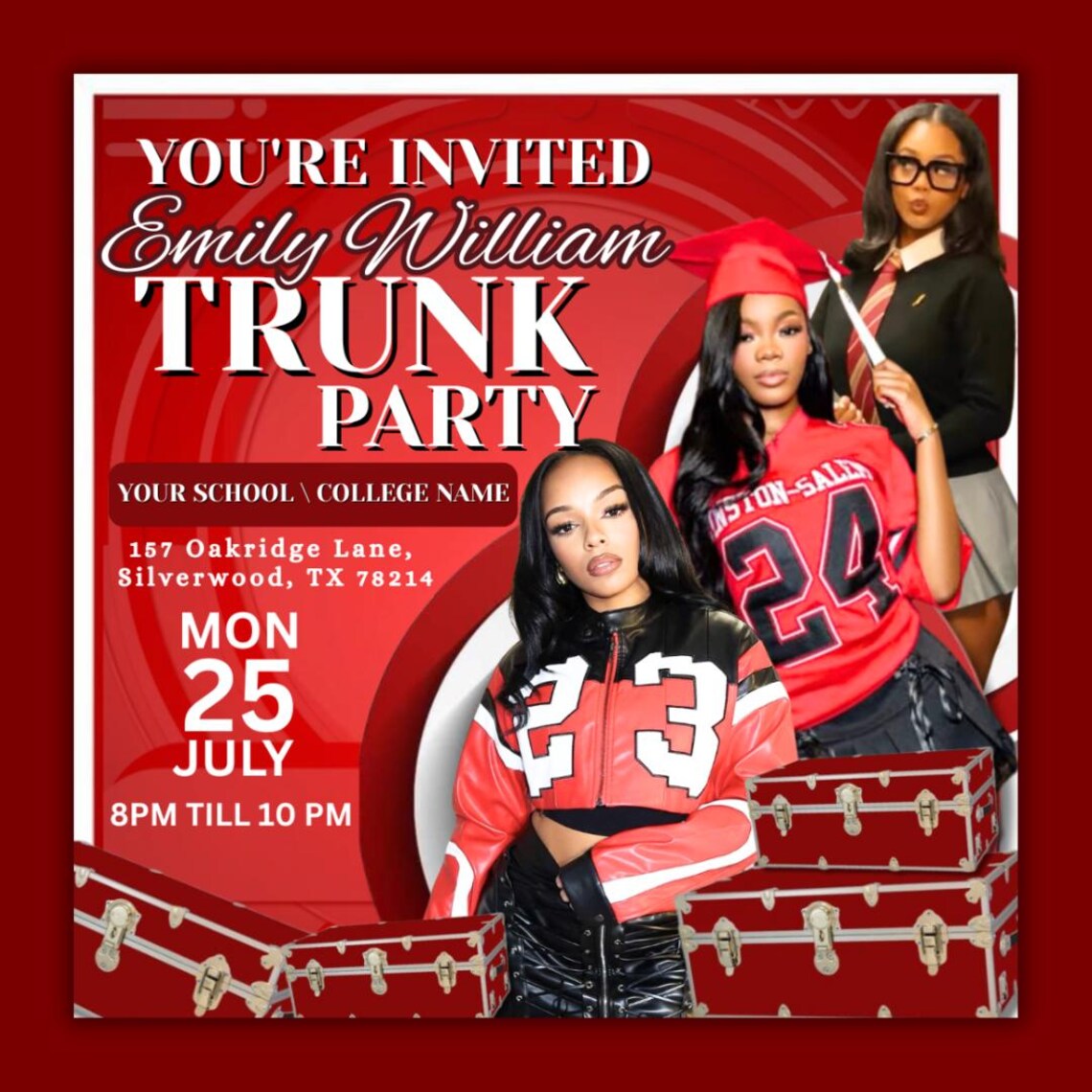 Trunk Party Flyer, Graduation Party Flyer, College Send Off, Social ...