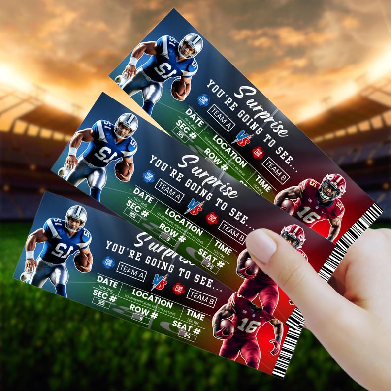 Editable Football Ticket, Football Birthday Ticket Template, Game ...