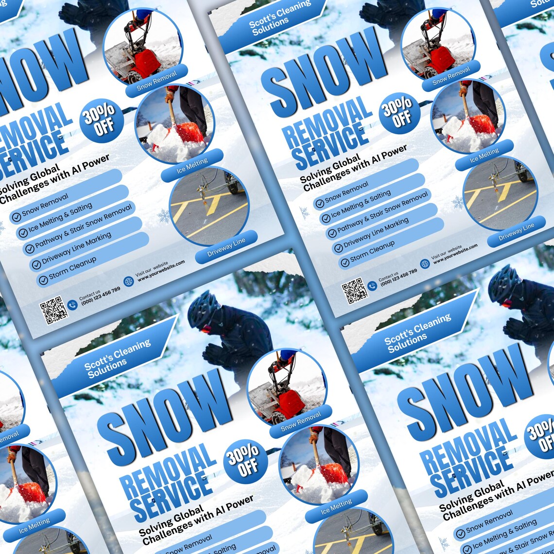 Snow Removal Services Flyer, Snow Shoveling Service Ad, Ice Removal ...