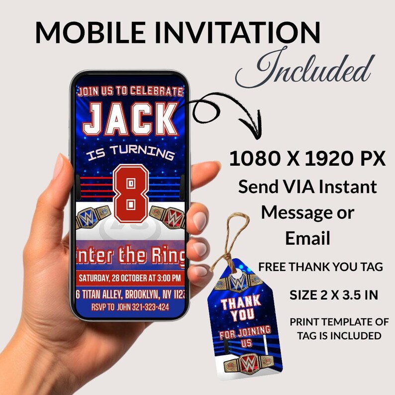 Editable Wrestling Birthday Invitation, Championship Belt Party Invite ...