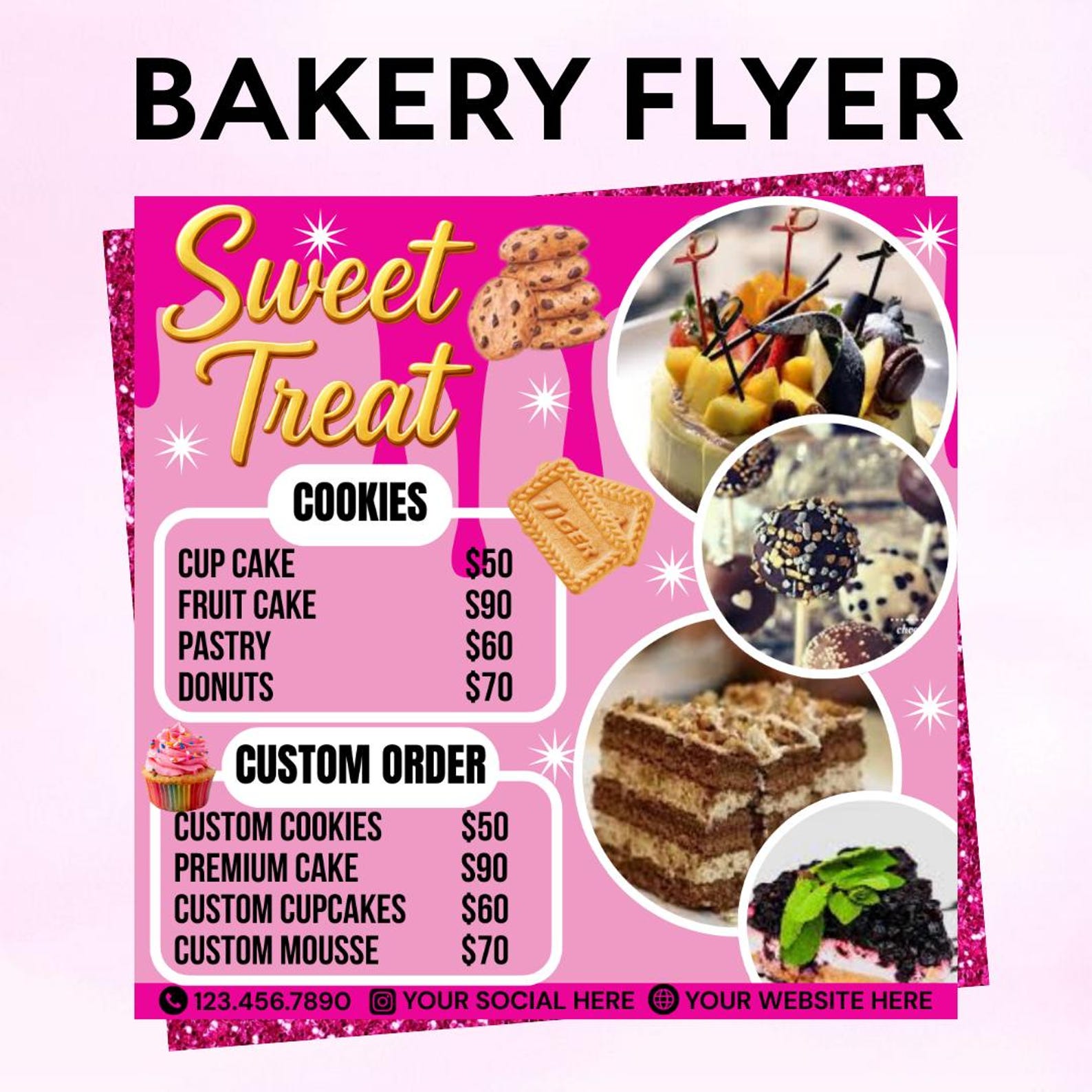 Bakery Flyer, Bake Sale Flyer, Sweet Treats Flyer, Pastry Shop Flyer ...