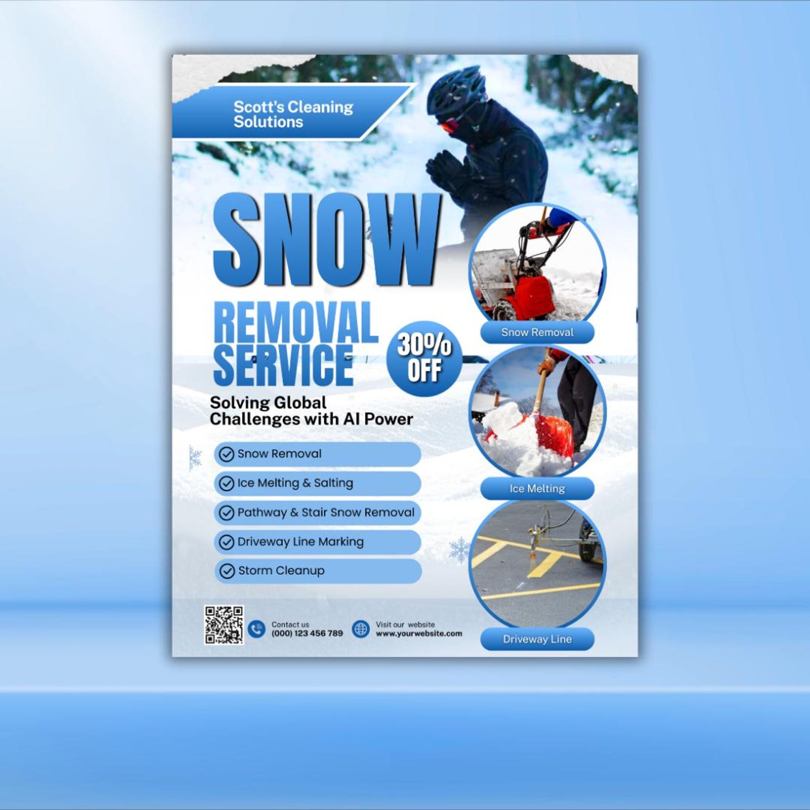 Snow Removal Services Flyer, Snow Shoveling Service Ad, Ice Removal ...