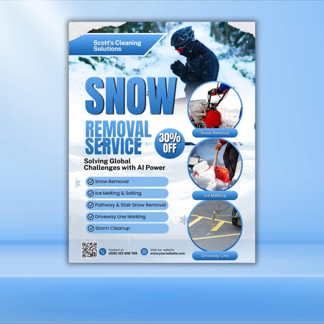 Snow Removal Services Flyer, Snow Shoveling Service Ad, Ice Removal ...