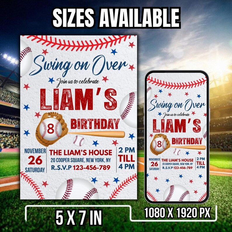 Baseball Birthday Party Invitation, Baseball Birthday Invite, Sport ...