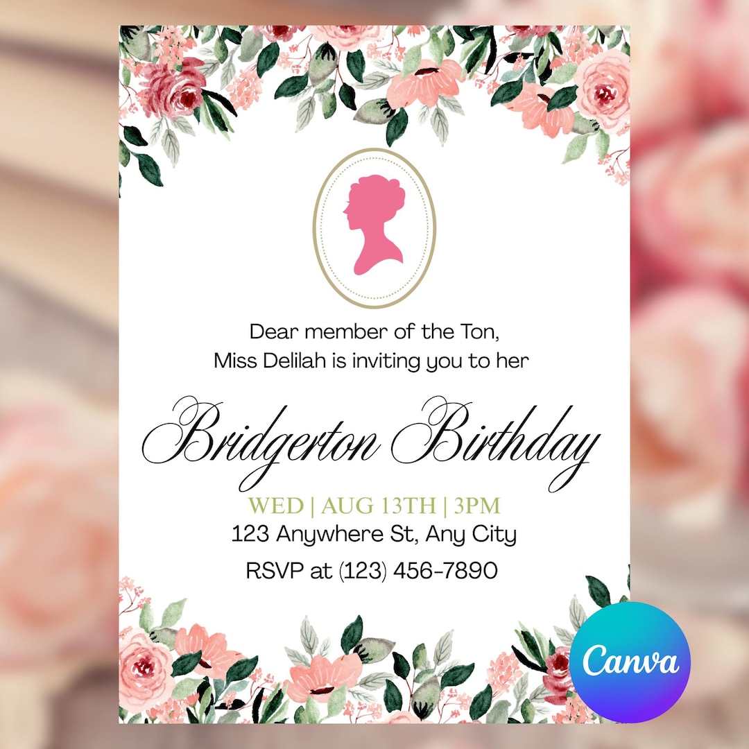 Bridgerton Inspired Party Invitation - Customizable Canva Template - Etsy