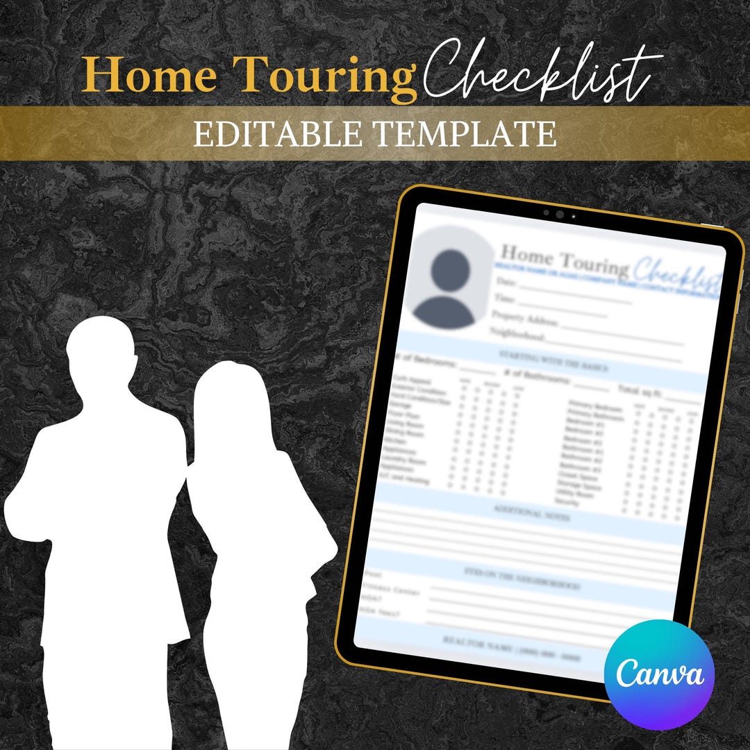 Home Touring Checklist - Editable Canva Template - Etsy