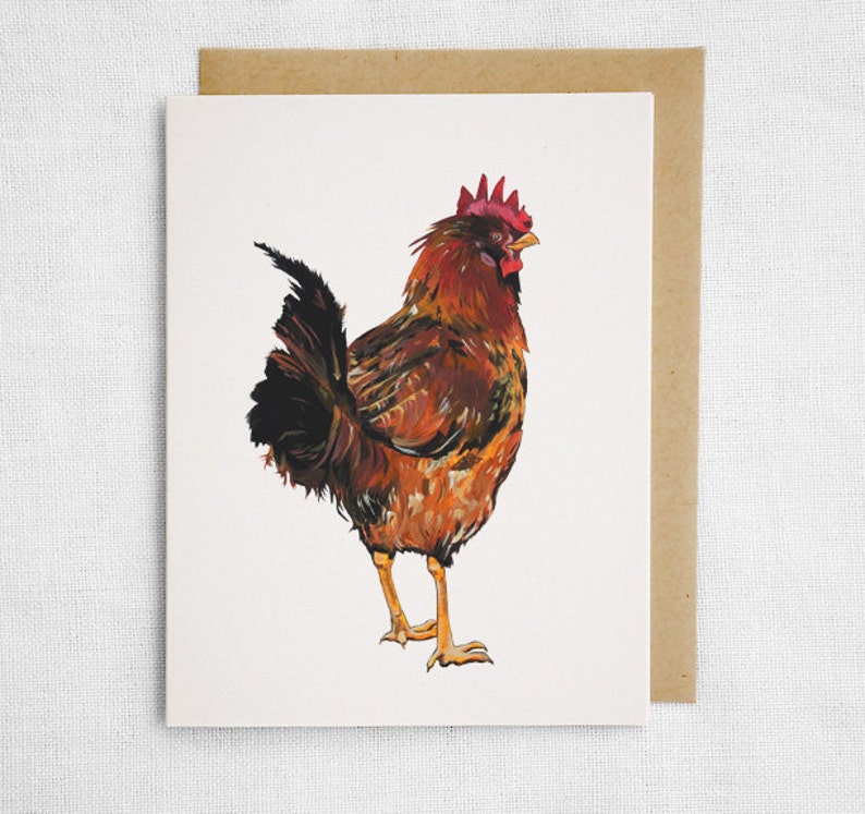 Red Rooster Card - Etsy