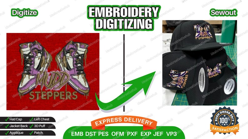 Custom Embroidery Digitizing | Logo Digitizing | Image to Embroidery | Fast 1 Hour Delivery ...