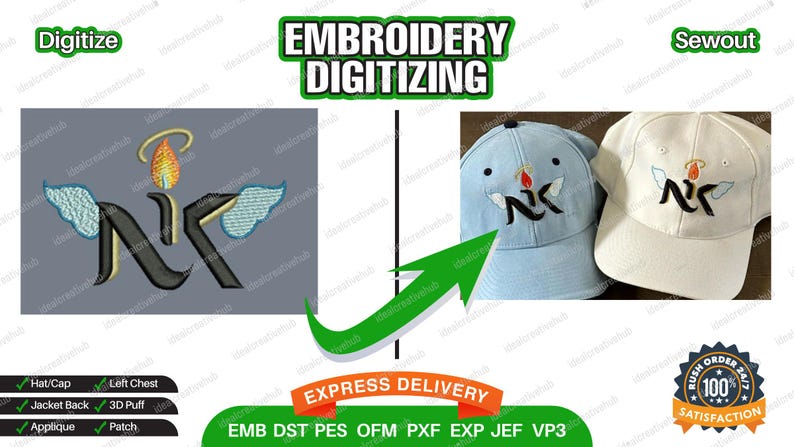 Custom Embroidery Digitizing | Logo Digitizing | Image to Embroidery | Fast 1 Hour Delivery ...