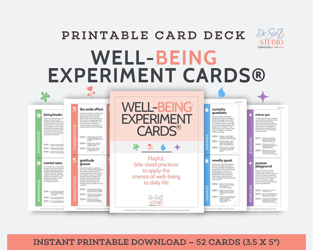Well-being Experiment Cards® (digital Download) — Printable Mindfulness ...