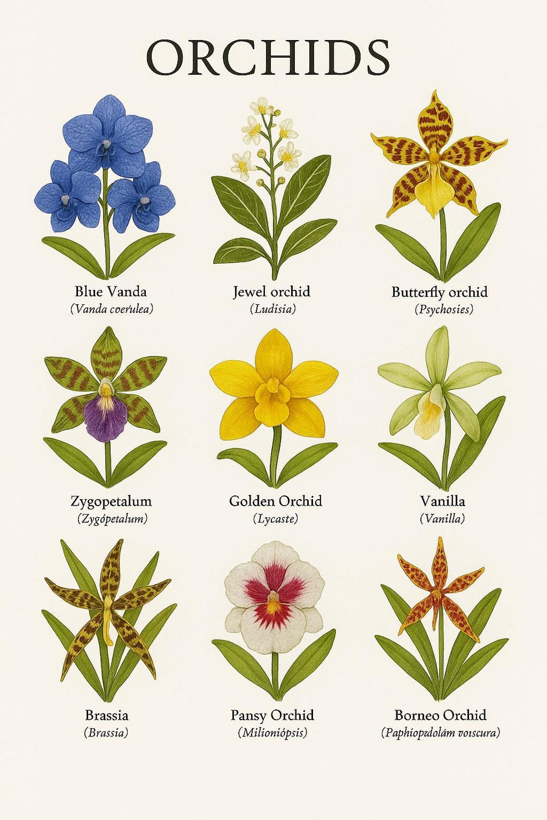 Tropical Orchid Species Chart Digital Download Rare Bloom Series Vol. 2 ...