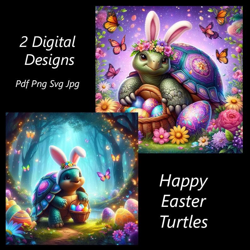 Easter Design / Cute Turtle Digital Image / Png Jpg Svg Pdf Files ...