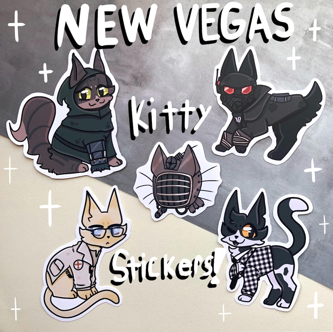 Fallout New Vegas Inspired Kitty Vinyl Matte Stickers! Set of 5 ...