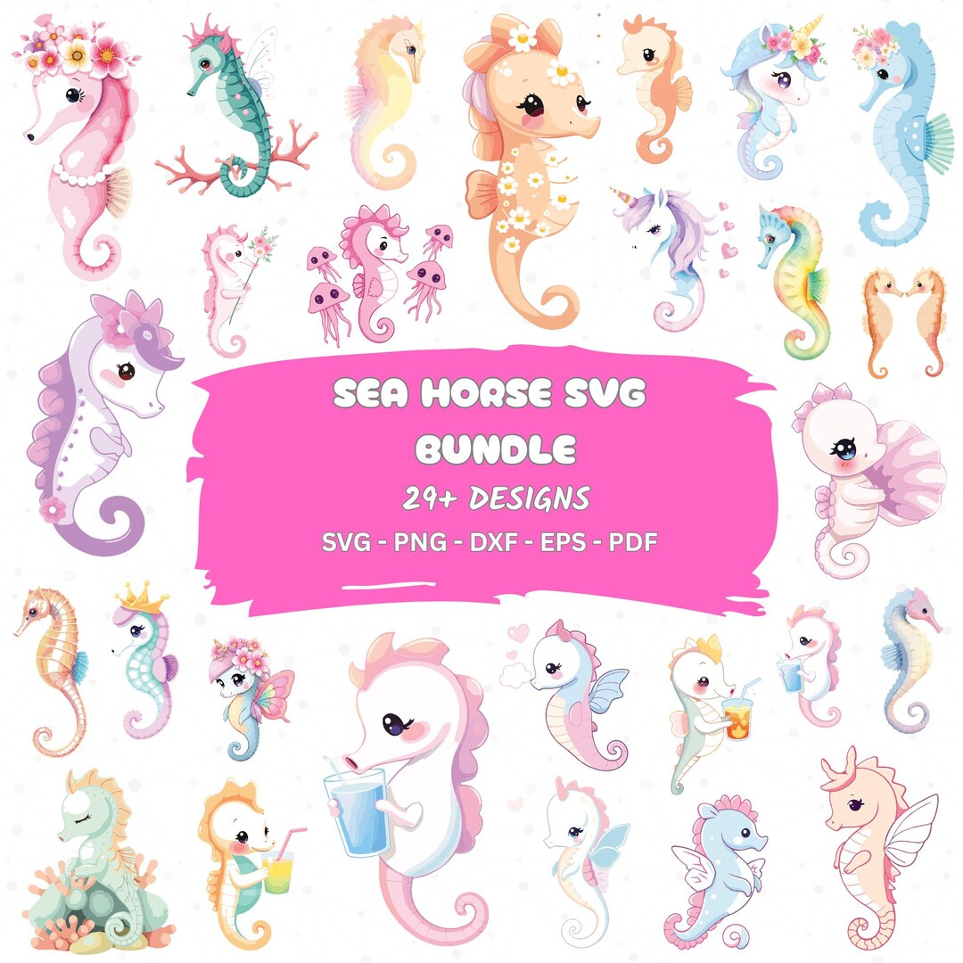 Seahorse SVG Bundle, Seahorses Clipart, Seahorse Vector, Seahorse Cut ...