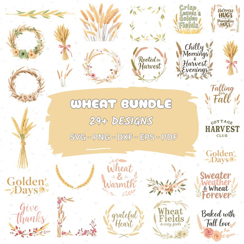 WHEAT Svg Bundle, Clip Arts Png | Rustic Farm Botanical Grain ...