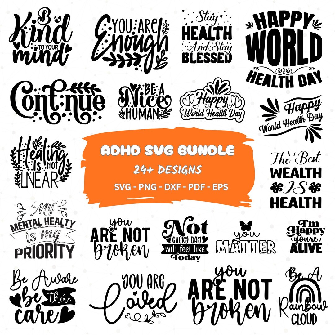 Bundle SVG TDAH, svg conscient du TDAH, clipart sensibilisation au TDAH ...