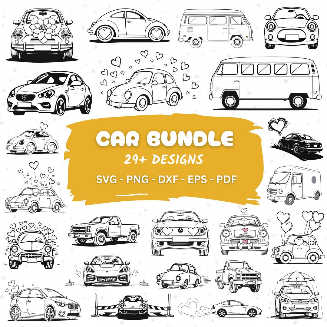 Car Svg Bundle, Retro Car Silhouette Svg, Classic Car Vector, Sports ...